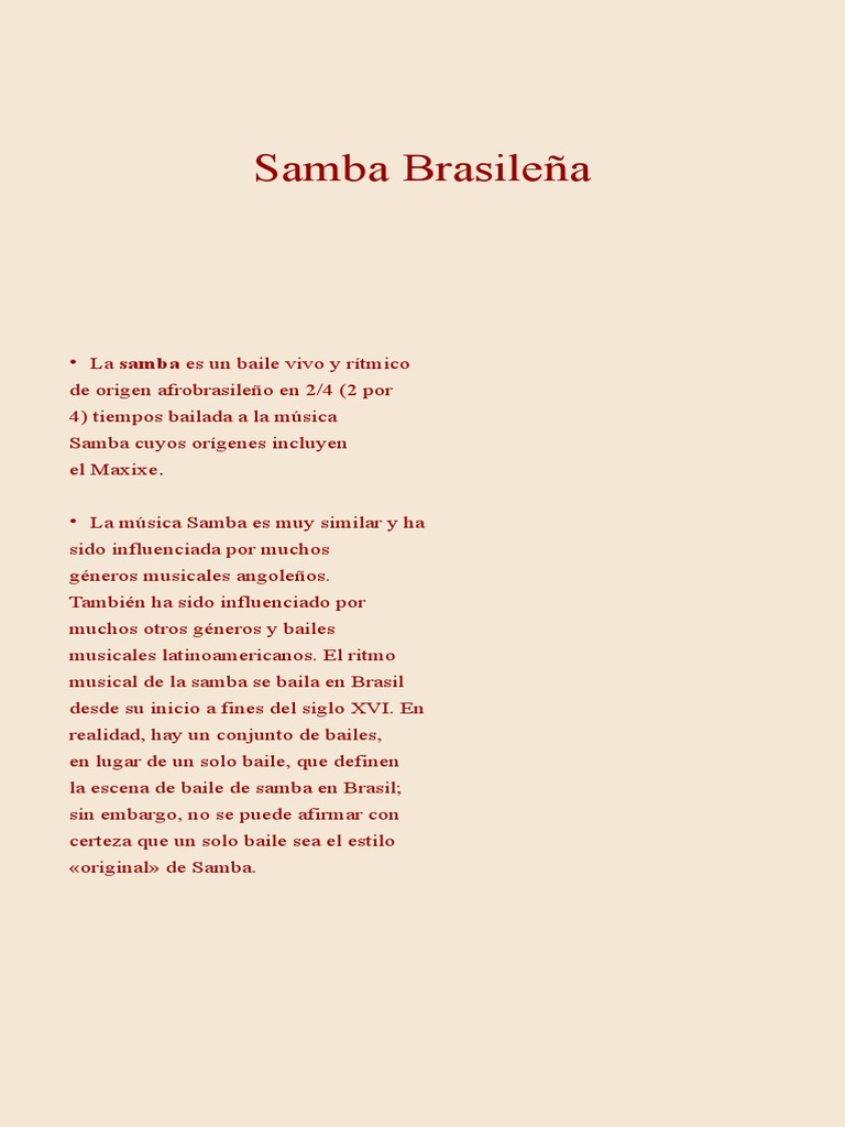 La Samba 1 | PDF | Bailes | Las artes escénicas