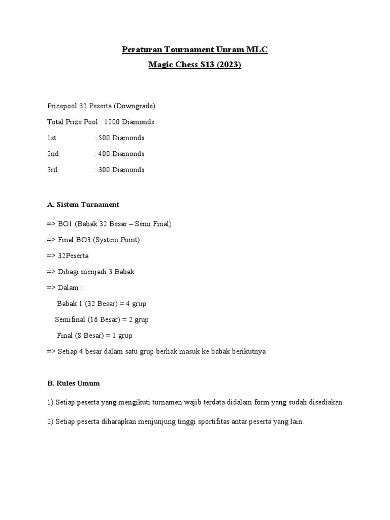 TM Magic Chess Unram MLC S13 (2023) | PDF