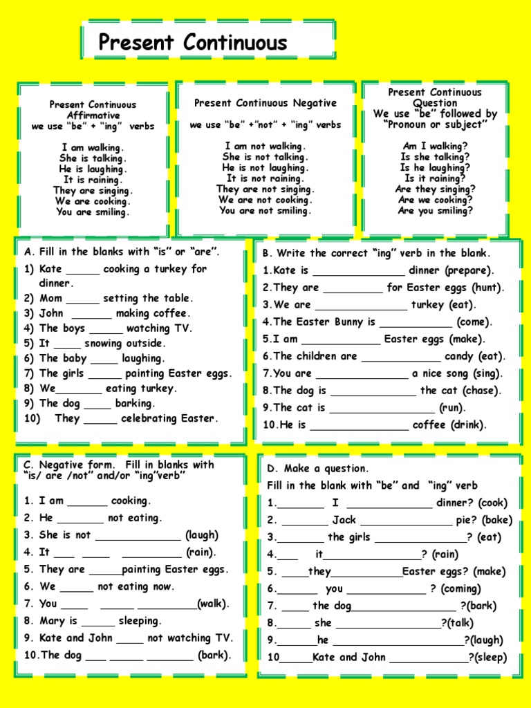 Present-Continuous 5202 | Download Free PDF | Easter Egg | Linguistics