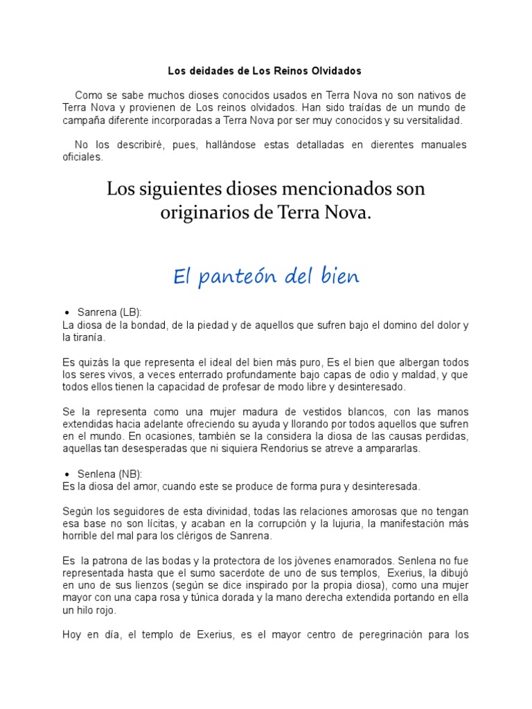 Propuesta de Pateon Original de Terra Nova-1 | PDF | Amor | Deidades