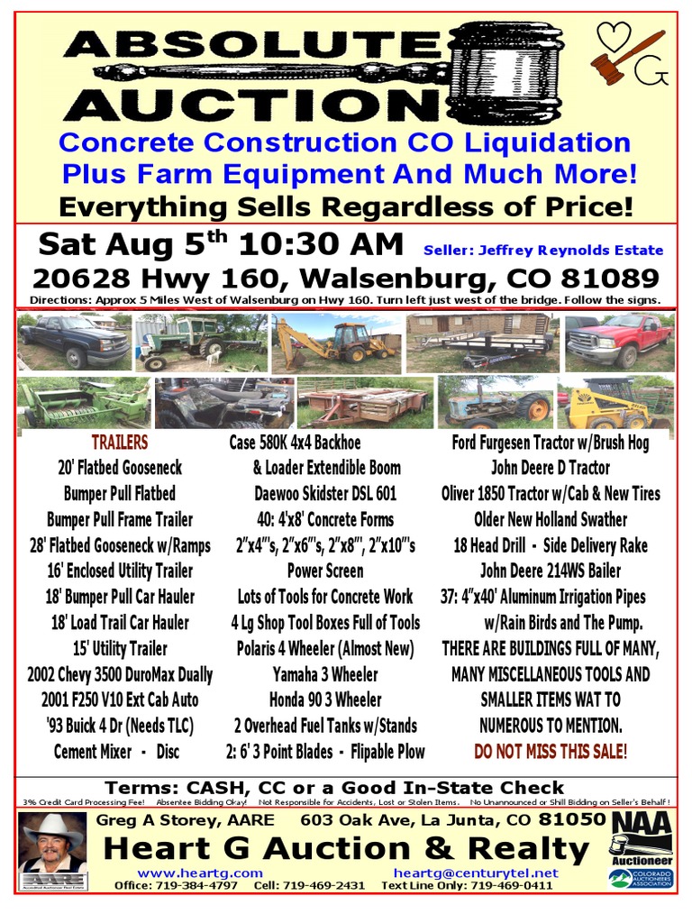 Concrete Equipment Auction in Walsenburg | PDF | Tractor | Trailer ...
