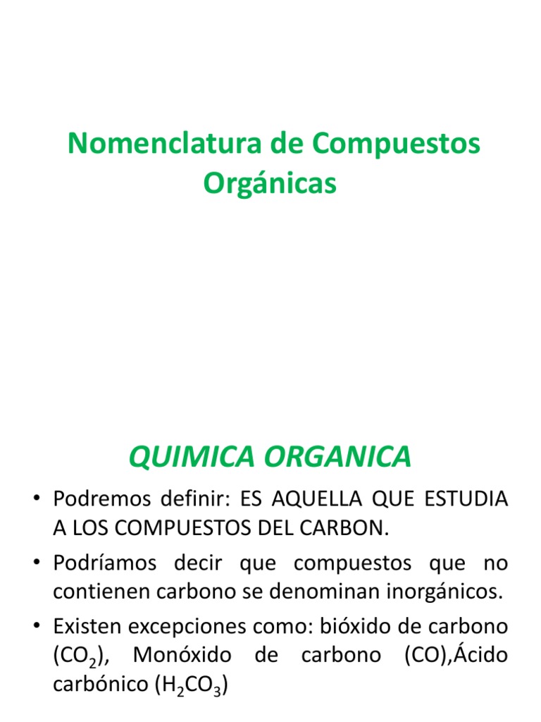 Nomenclatura de Compuestos Orgánicos | PDF | Compuestos orgánicos | Alcano