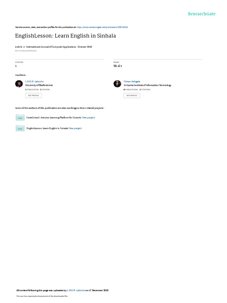 EnglishLesson Learn English in Sinhala | PDF | Mobile App | Learning