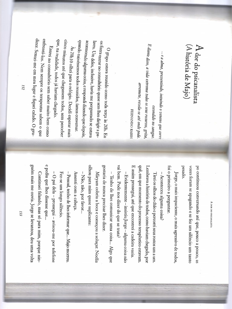 A Dor Do Psicanalista (A Morte de Majo) | PDF