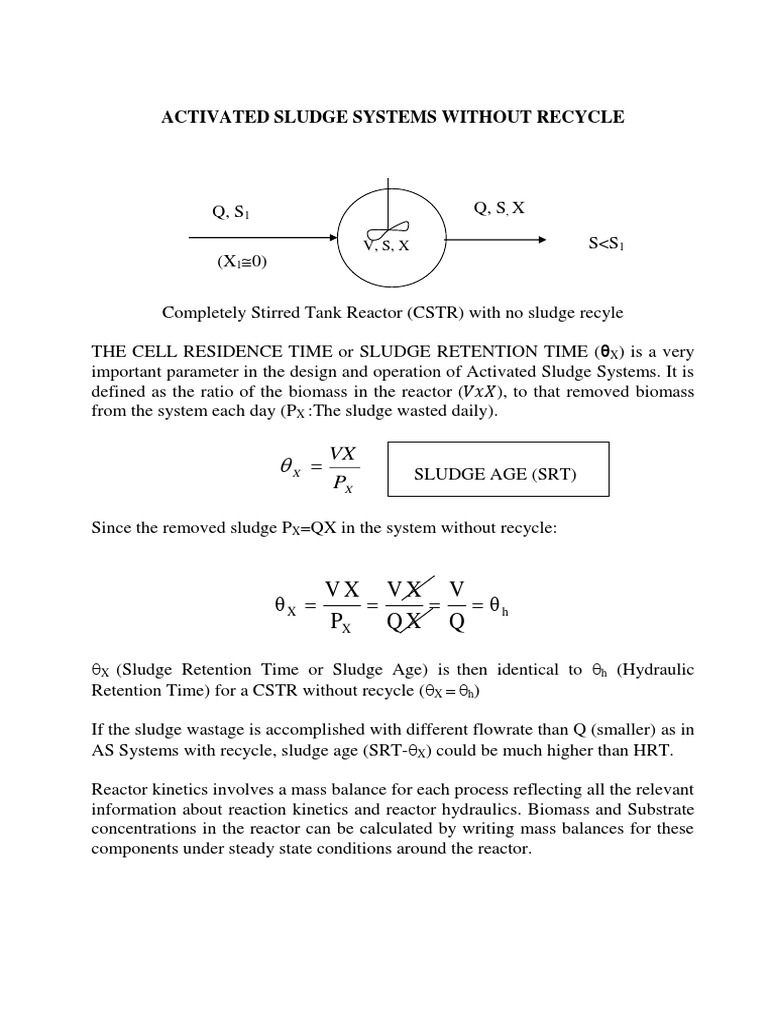 Activated Sludge Systems: CSTR Design Insights | PDF | Mathematical ...