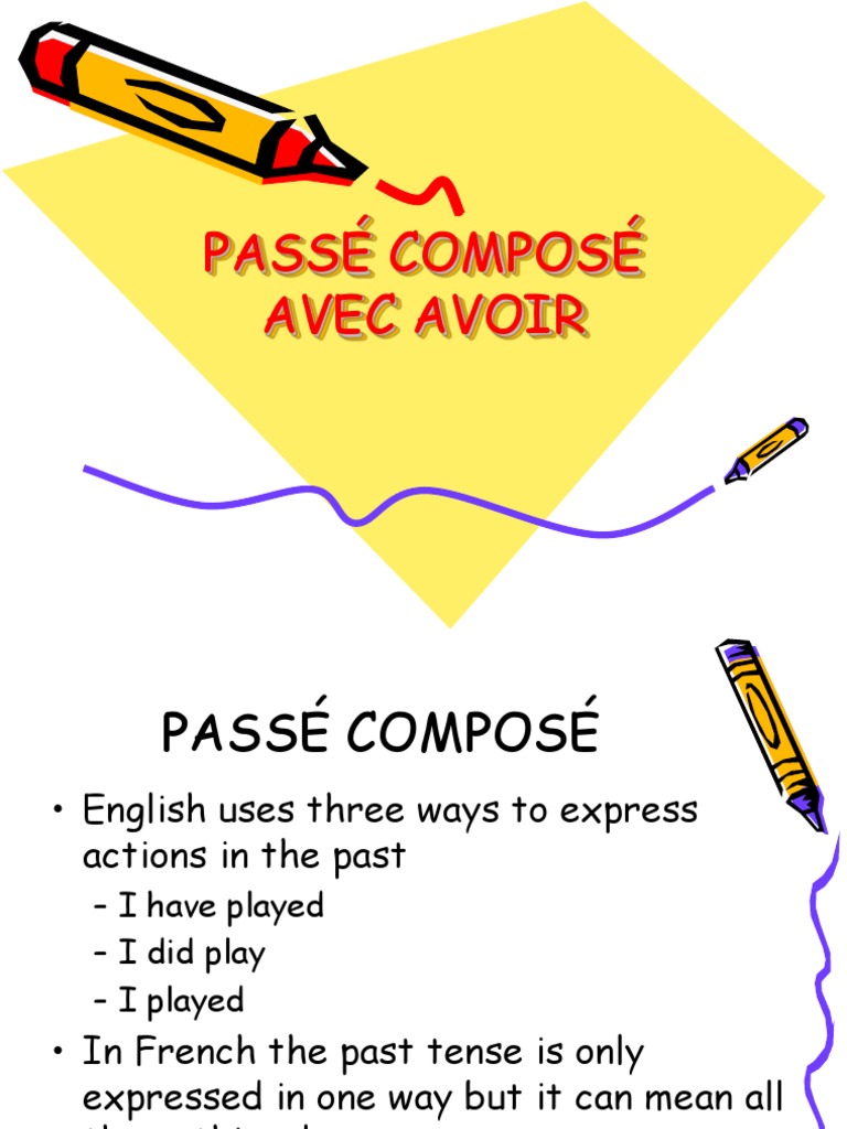 Passe Compose Avec Avoir | PDF | Syntax | Linguistic Morphology