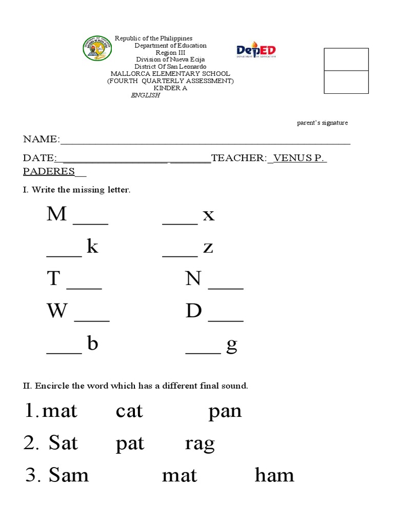Fourth Quarterly Assessment | PDF