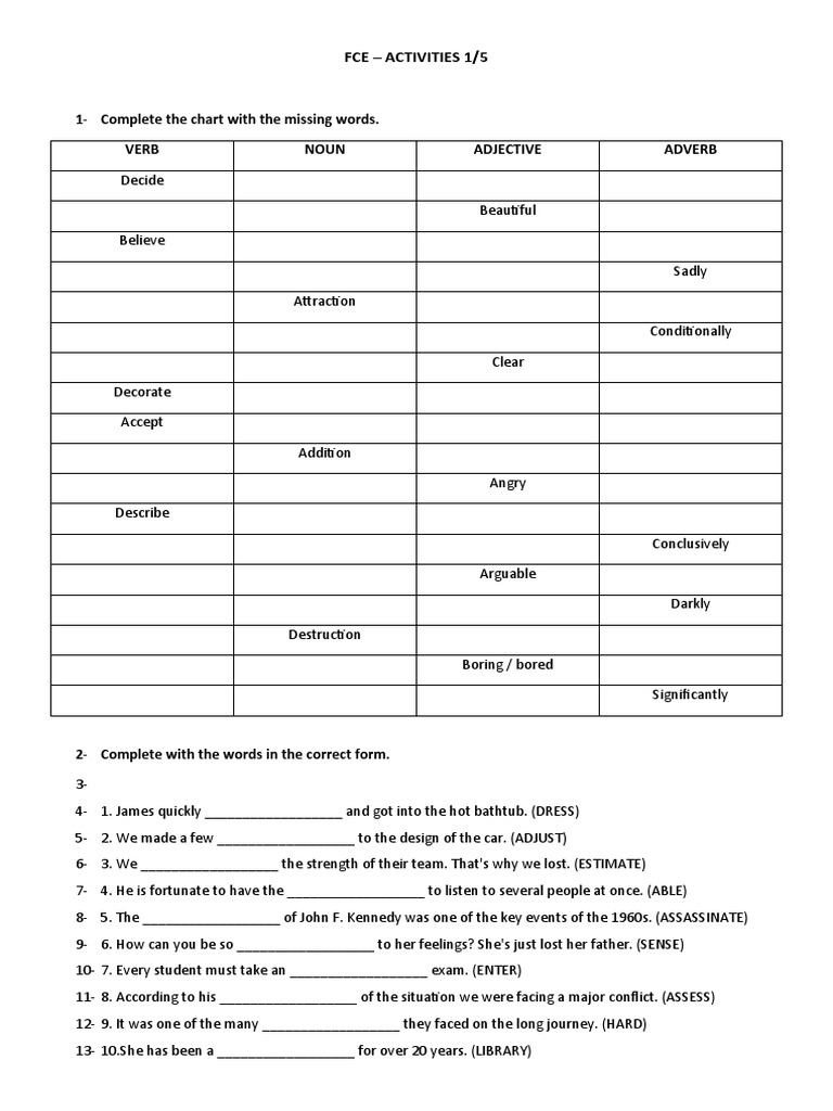 FCE Activities and Worksheets Guide | PDF | Adjective