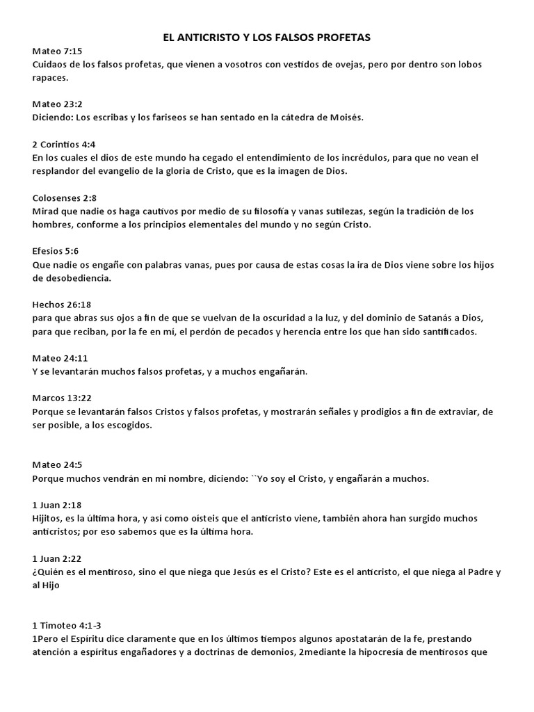 Los Falsos Profetas | PDF | Jesús | antecristo
