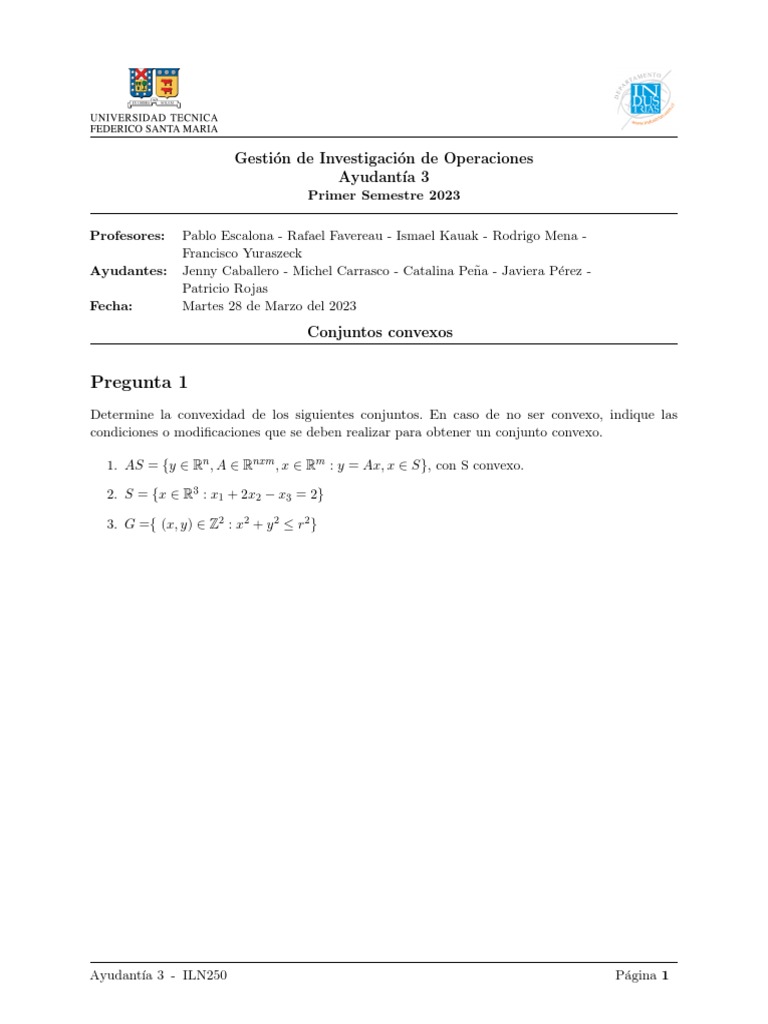Ayudantía 3 - Conjuntos Convexos | PDF | Conjunto convexo | Física Matemática