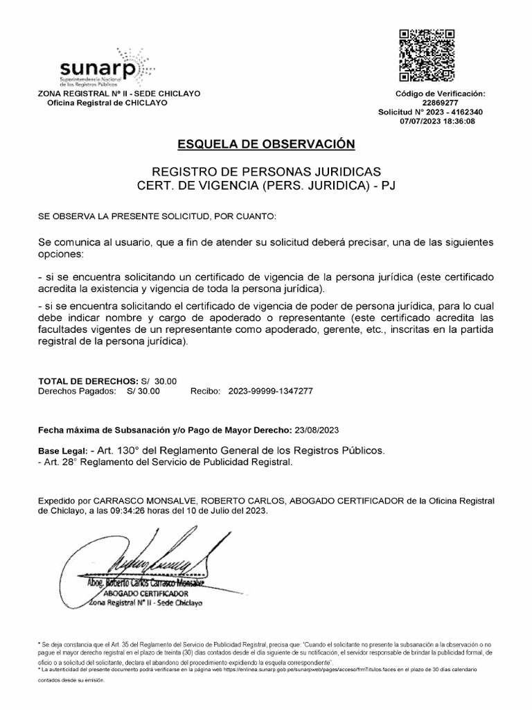 Vigencia Poder Comunidad | PDF