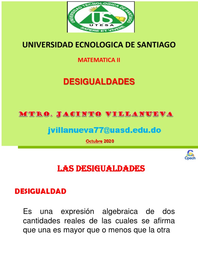 Desigualdades e Inecuaciones | PDF | Desigualdad (Matemáticas) | Matemáticas