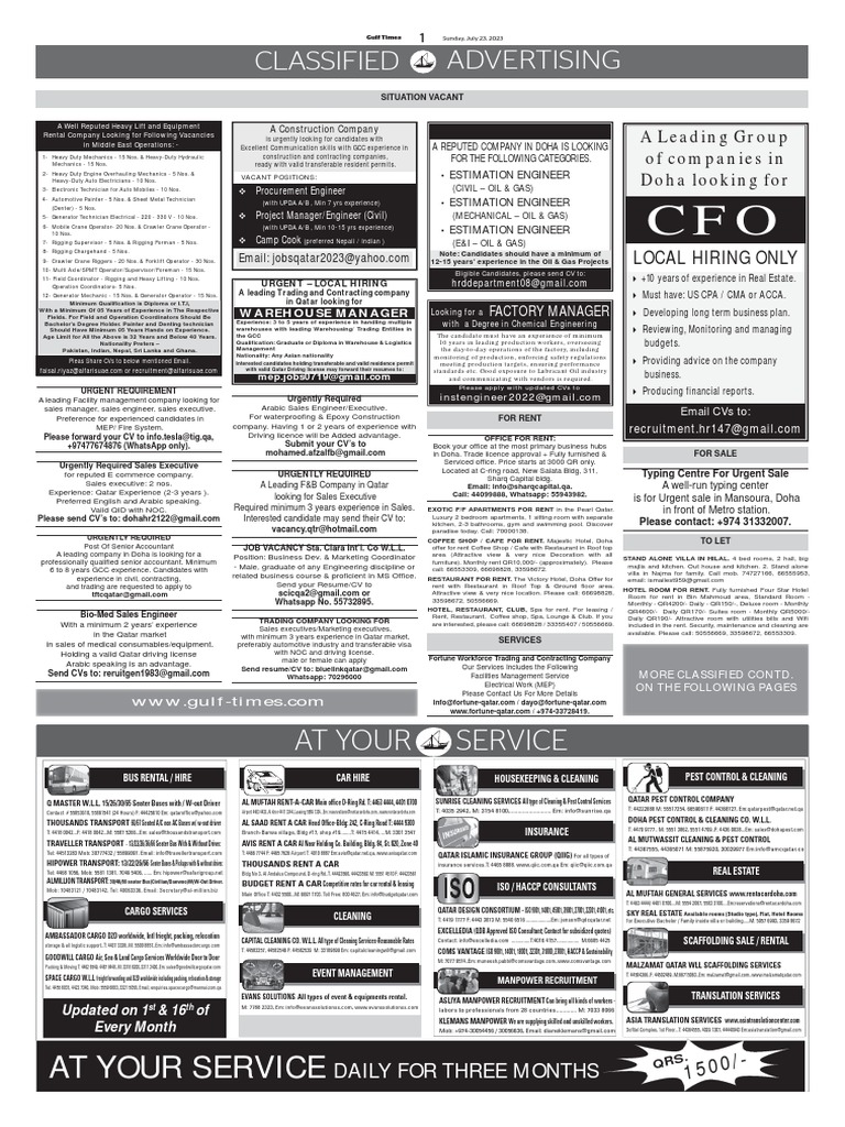 Classified 20230723 1 | PDF | Car Rental | Qatar