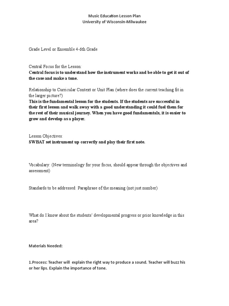 Beginner Trumpet Lesson Plan | PDF | Trumpet | Neuroscience