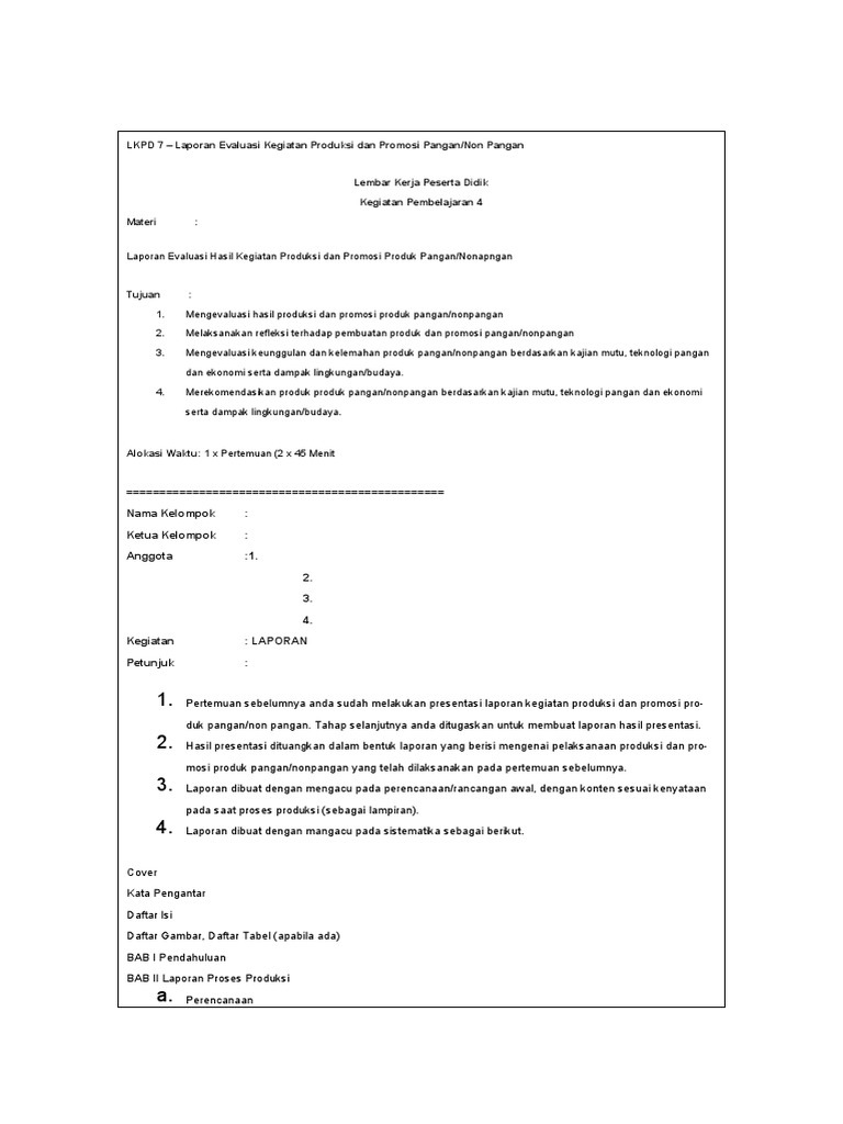 LKPD 7 - Laporan Evaluasi Kegiatan Promosi | PDF