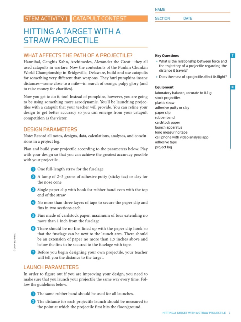 STEM Activity 1 | PDF | Projectiles | Trajectory