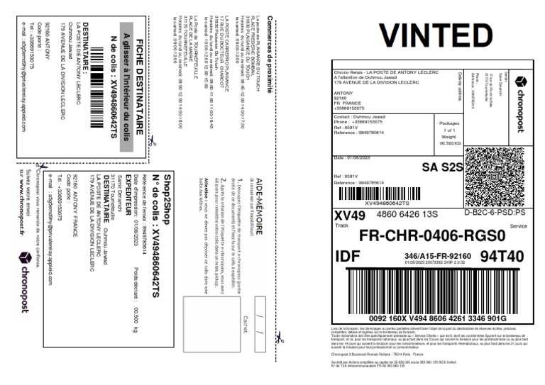 Bordereau Vinted 6616652911 | PDF