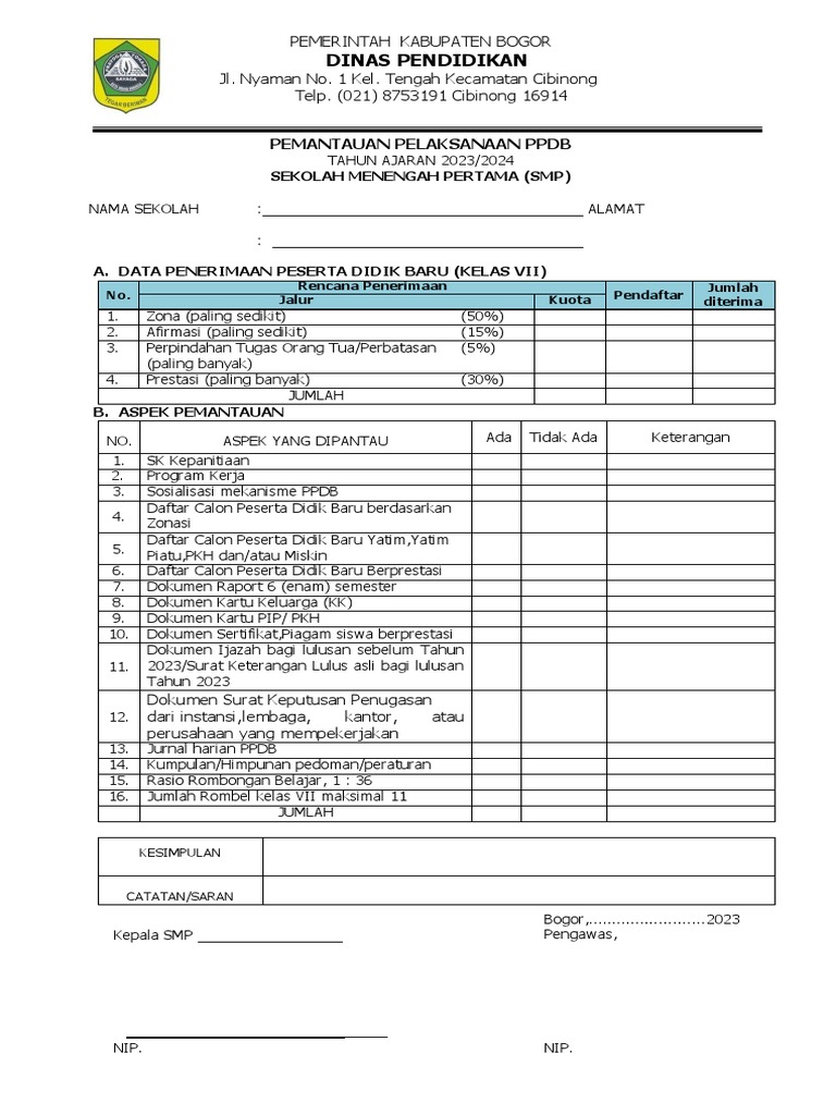 INSTRUMEN MONEV PPDB 2023 (1) | PDF