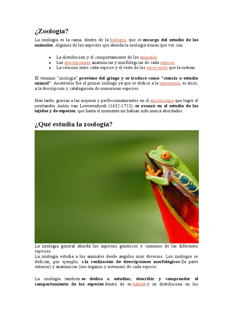 Definición y Ramas de la Zoología | PDF | Zoología | Especies