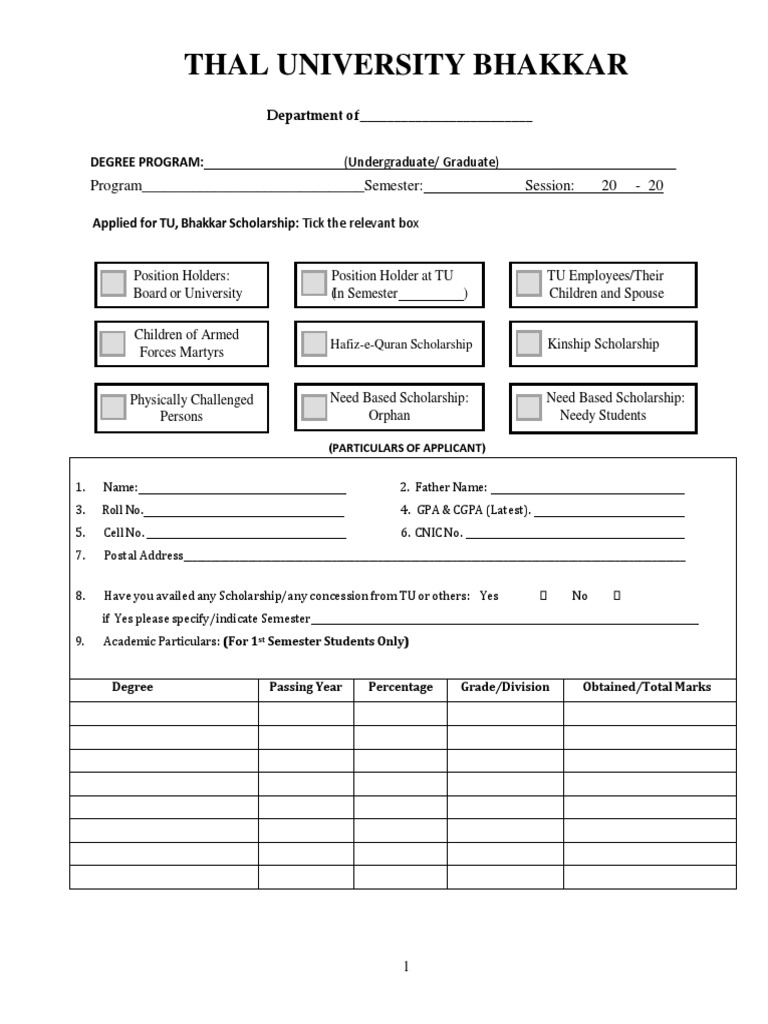 TU Fee Concession Form | PDF