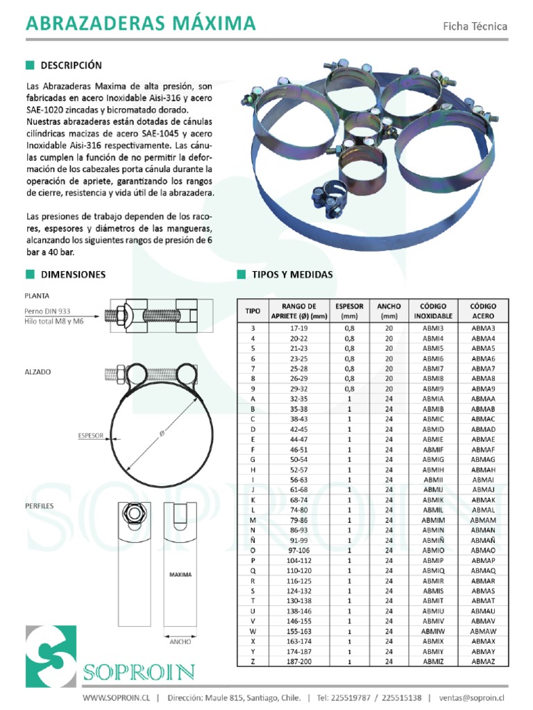 Ficha+Tecnica+ +Abrazadera+Con+Clave | PDF