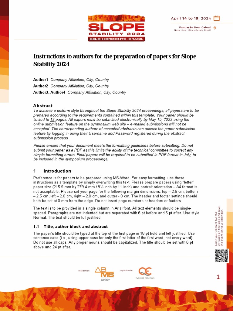 Slope Stability 2024 Paper Guidelines | PDF | Paragraph | Letter Case