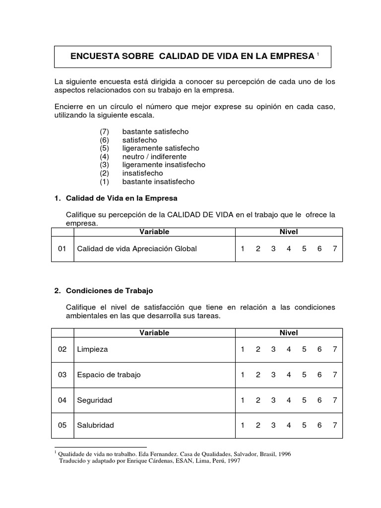 ENCUESTA Calidad de Vida | PDF | Salario | Business