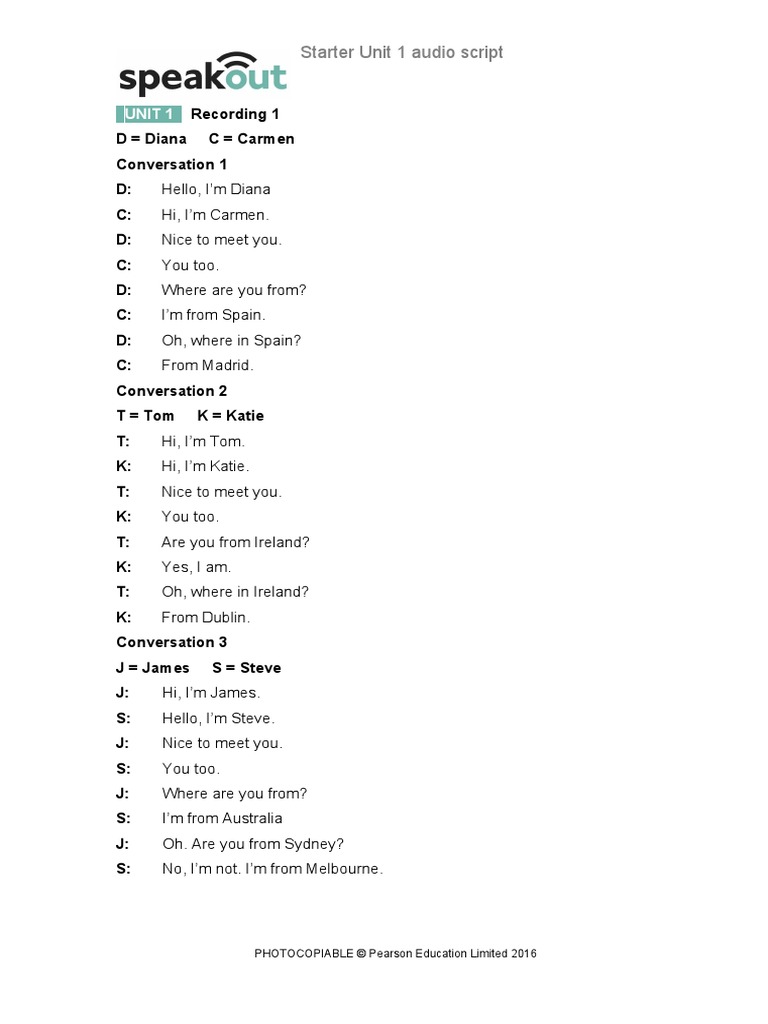SO S U1 Audio Scripts | PDF