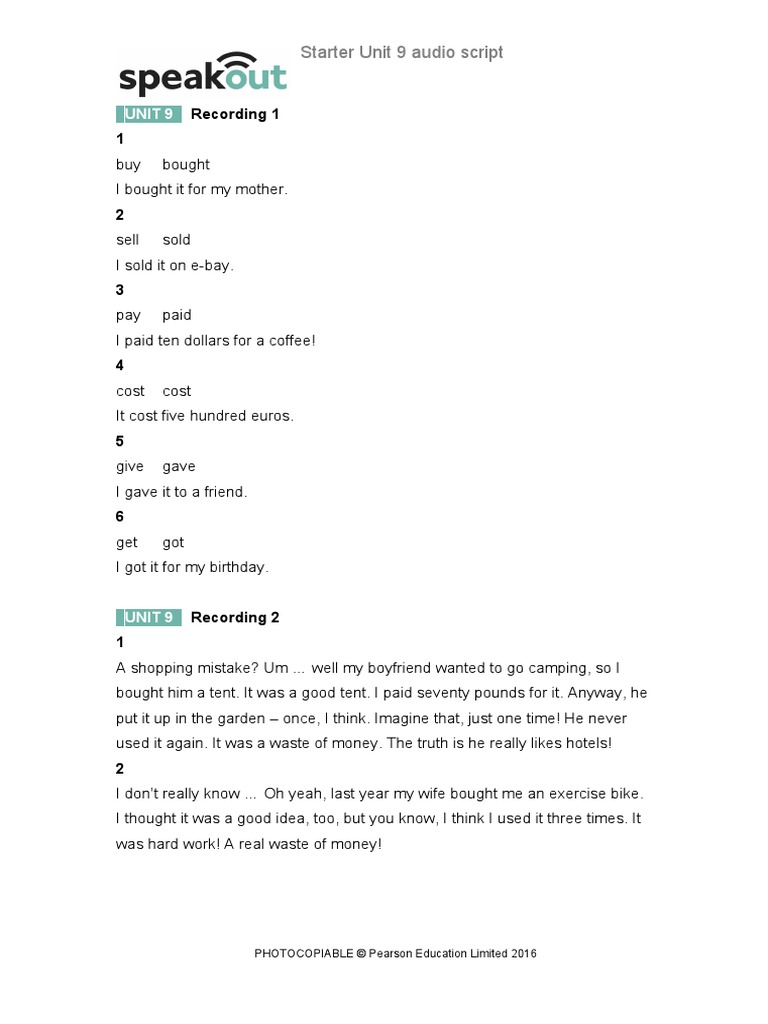 SO S U9 Audio Scripts | PDF