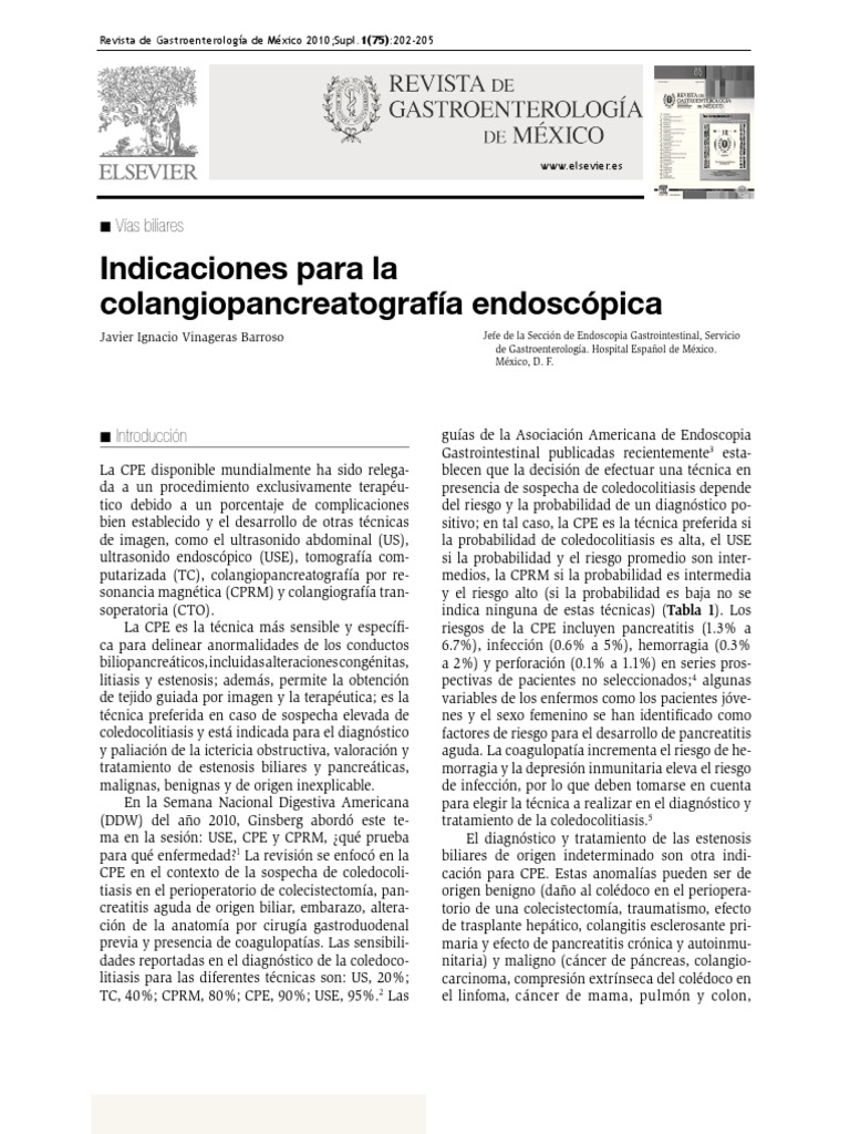 Indicaciones Cpre | PDF | Especialidades Medicas | Sistema digestivo