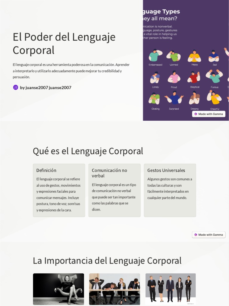 El Poder Del Lenguaje Corporal | PDF | Expresión facial | Comunicación
