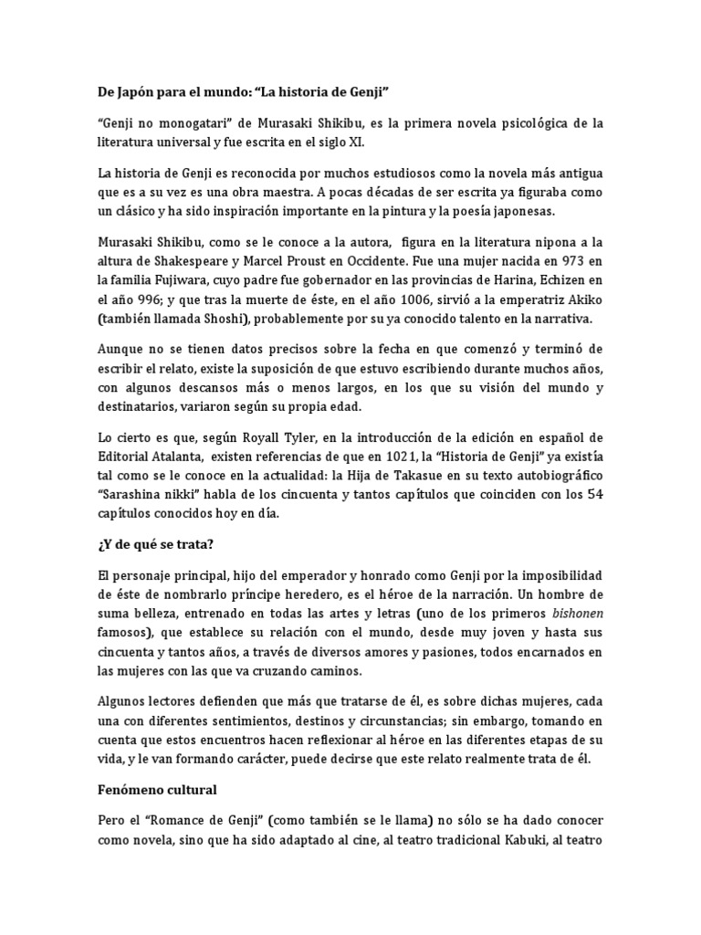 La Historia de Genji - Info | PDF