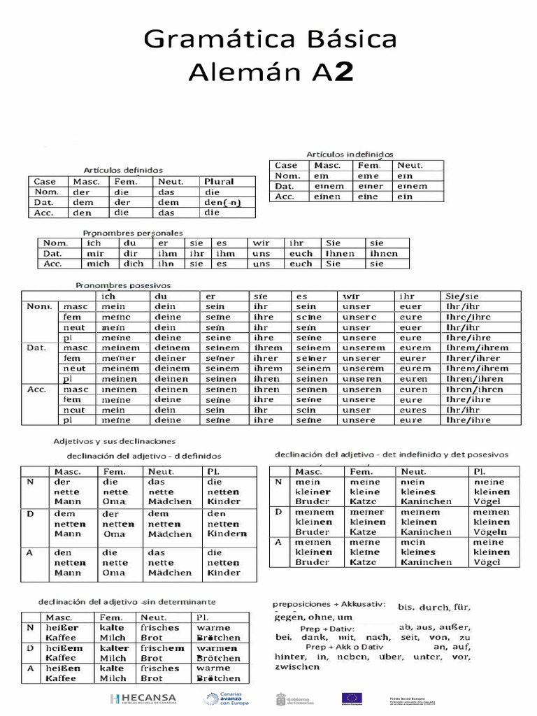 Tabla Declinaciones Alemán | PDF