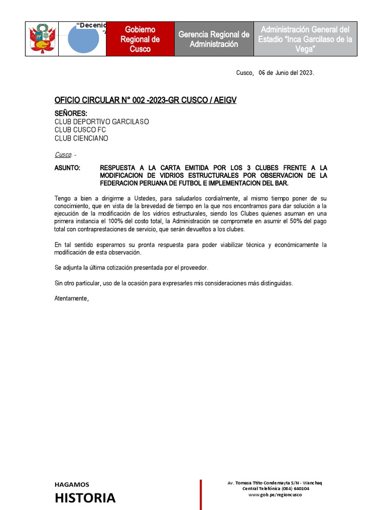 OFICIO CIRCULAR 002 | PDF