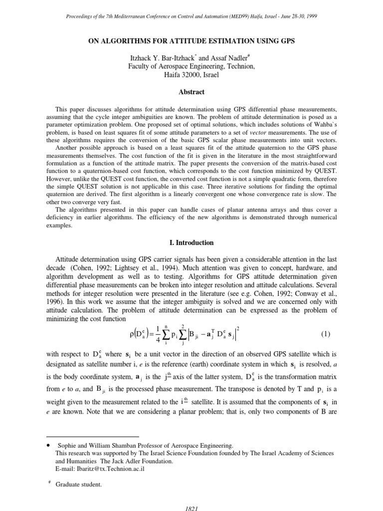 Attitude Estimation Using Gps | PDF | Eigenvalues And Eigenvectors | Mathematical Optimization