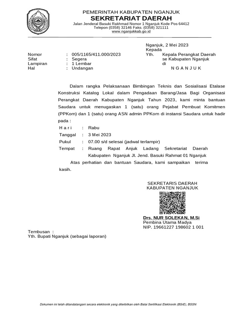 Sekretariat Daerah: Pemerintah Kabupaten Nganjuk | PDF