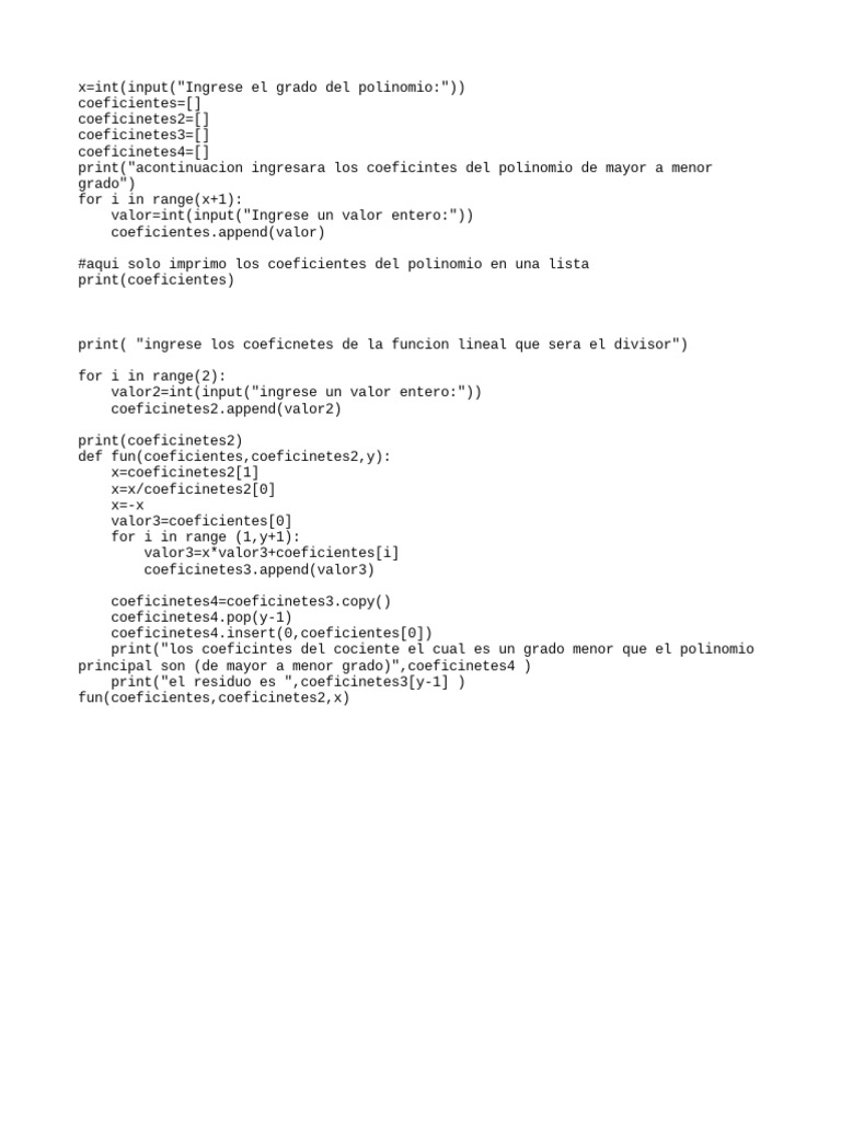 Divicion Sintetica en Pyton | PDF