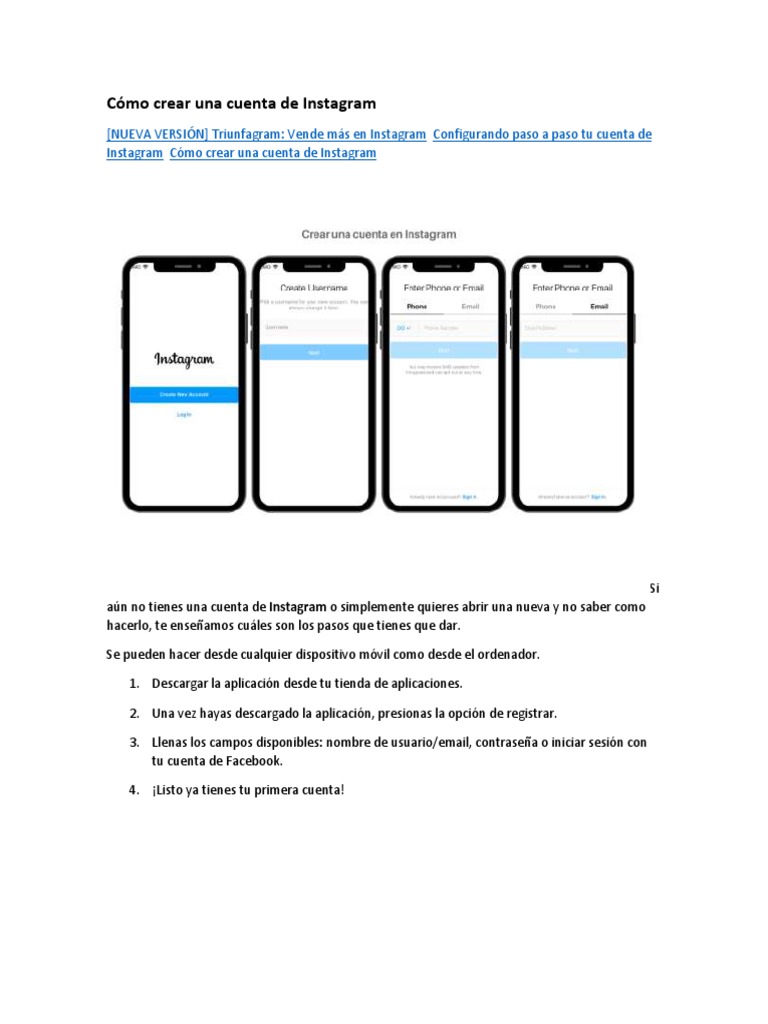 Crear cuenta de Instagram paso a paso | PDF