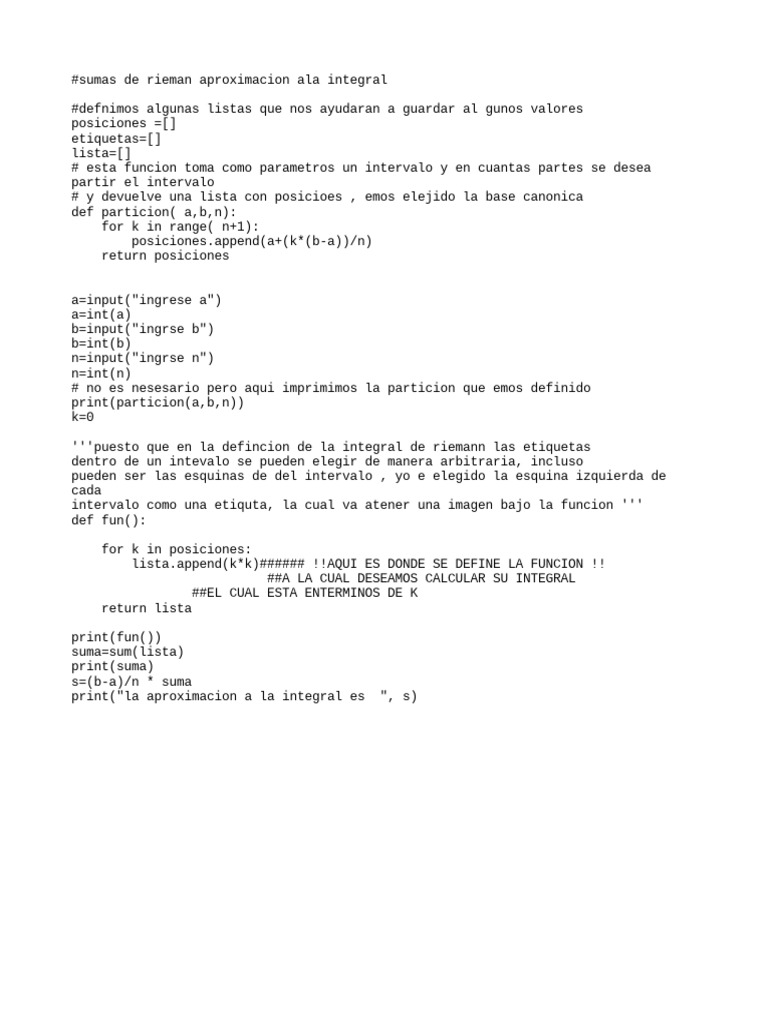 Sumas de Riemann en Python | PDF
