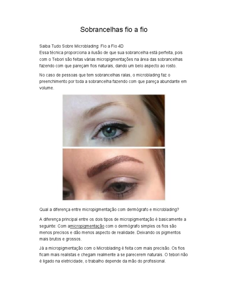 Sobrancelhas Fio A Fio Pdf Tempo Pigmento
