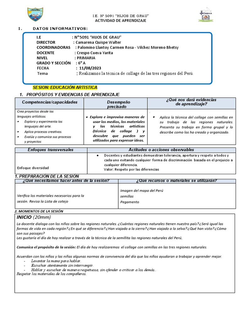 Sesion de Arte La Tecnica Del Collage | PDF | Aprendizaje