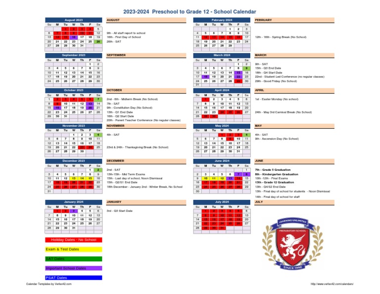 2023-2024 School Calendar Overview | PDF