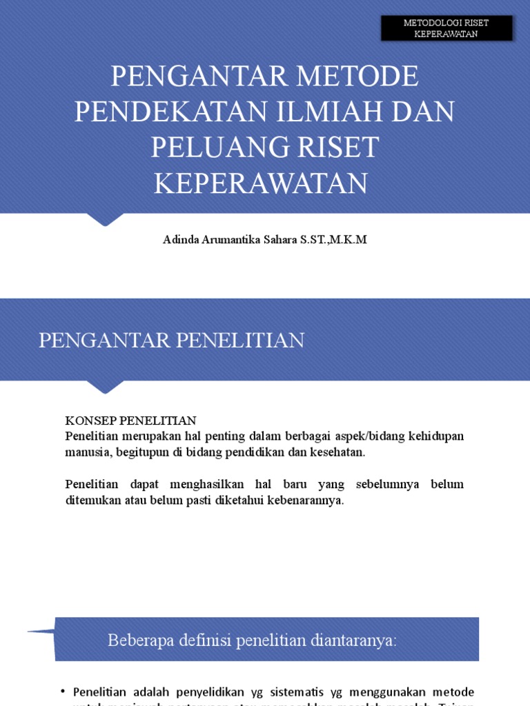Pengantar Metode Pendekatan Ilmiah Dan Peluang Riset Keperawatan | PDF