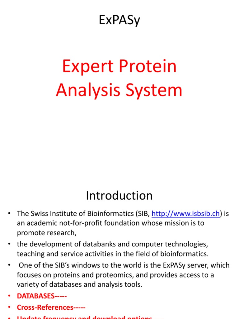 Expert Protein Analysis System: Expasy | PDF | Biostatistics ...