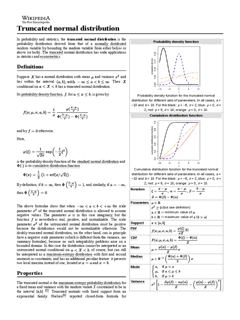 Truncated Normal Distribution | PDF | Normal Distribution | Probability ...