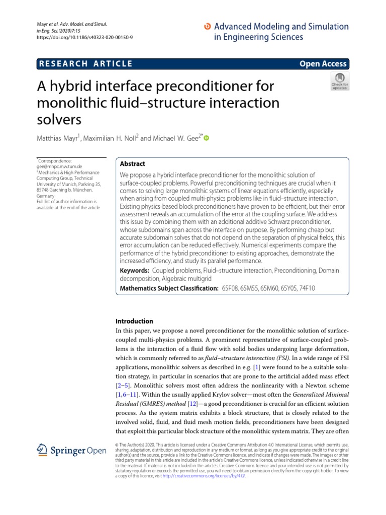 A Hybrid Interface Preconditioner For Monolithic Uid-Structure ...