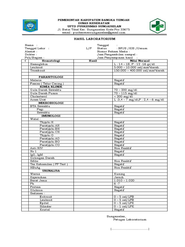 Hasil Laboratorium New | PDF