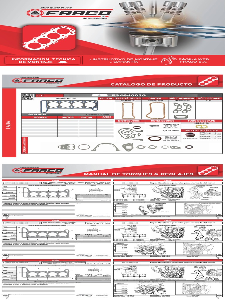 Manual de Torques y Reglajes LADA | PDF | Motor de combustión interna ...
