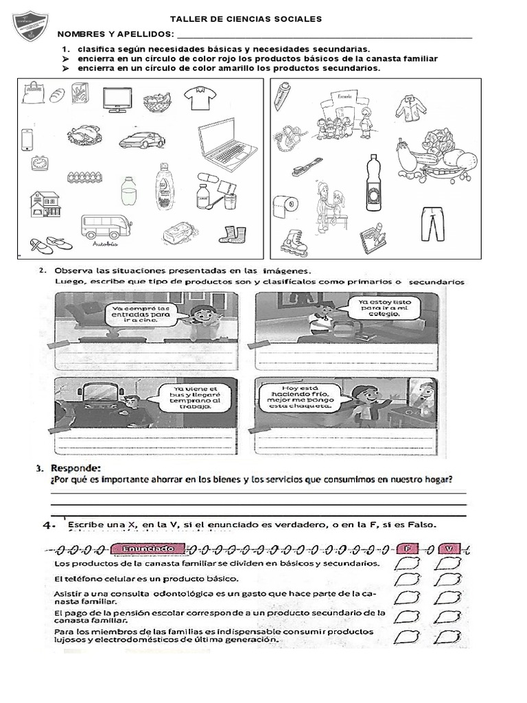 Actividades sobre la Canasta Familiar | PDF