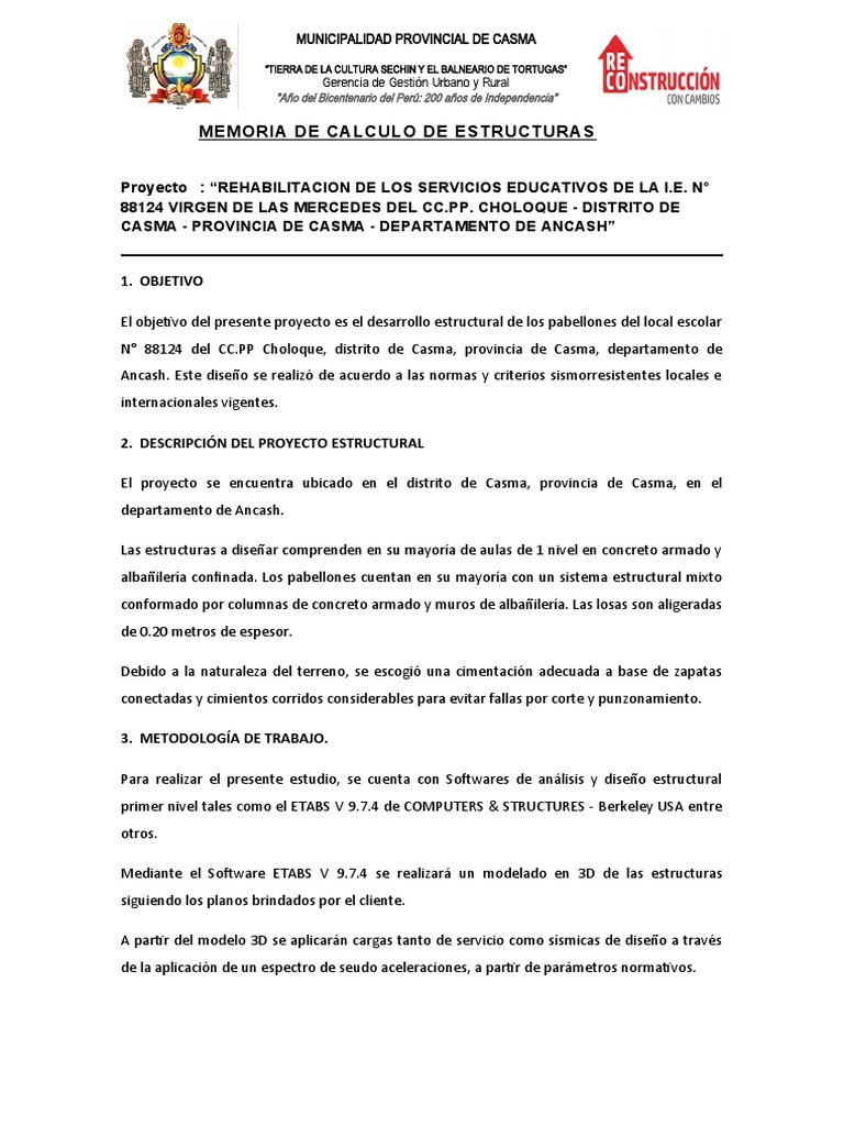 Memoria de Calculo Estructura | PDF | Fundación (Ingeniería) | Hormigón Memoria de Calculo Estructura | PDF | Fundación (Ingeniería) | Hormigón